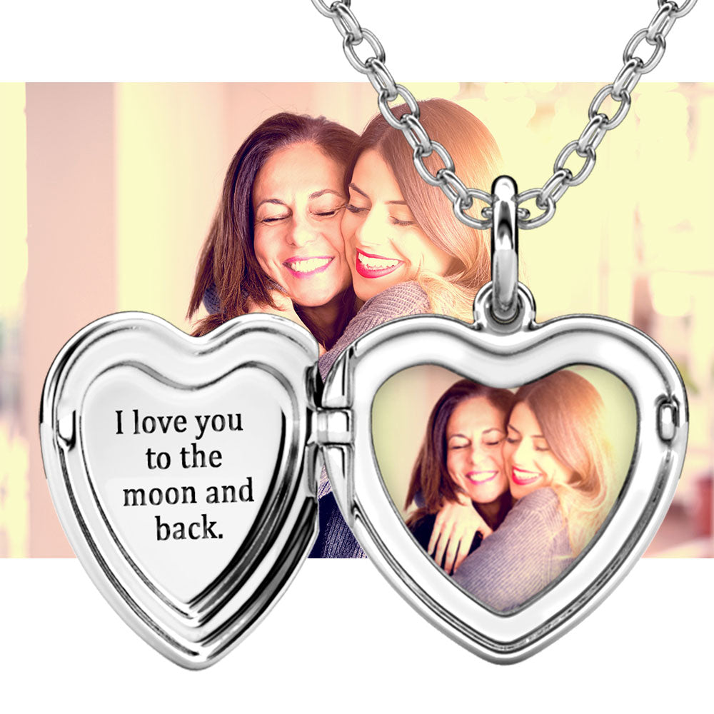 Heart locket photo necklace store